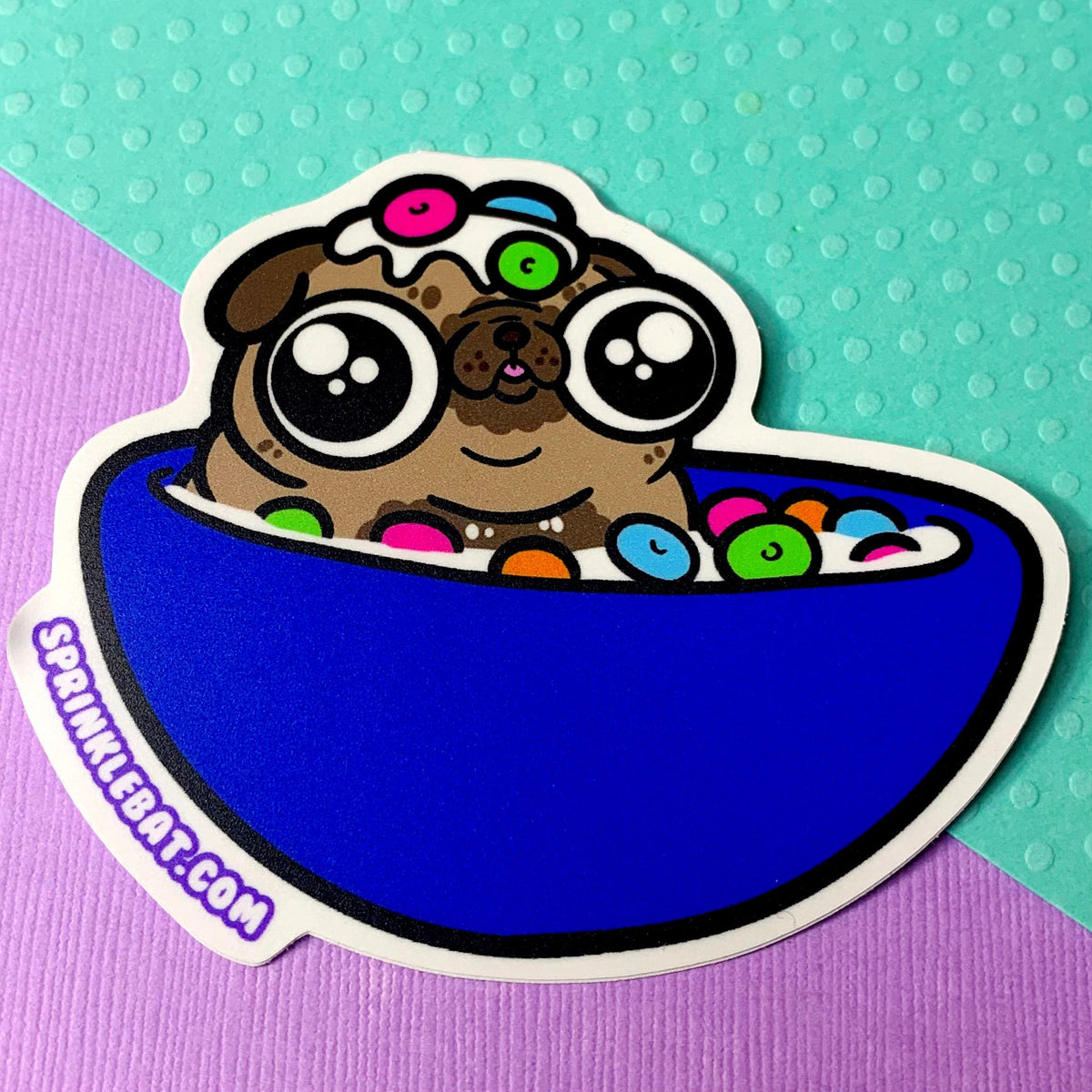 Pug Loop Cereal sticker – Sprinkle Bat